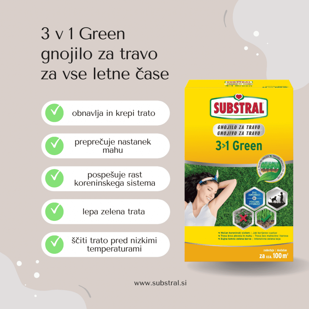 SUBSTRAL 3 v 1 Green gnojilo za travo za vse letne čase, 2 kg - Substral